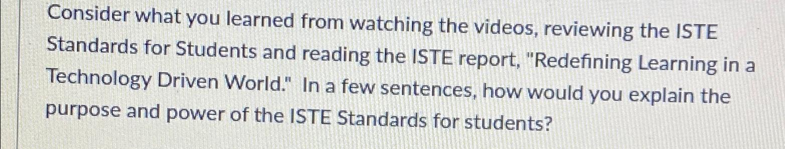 Solved Consider what you learned from watching the videos, | Chegg.com