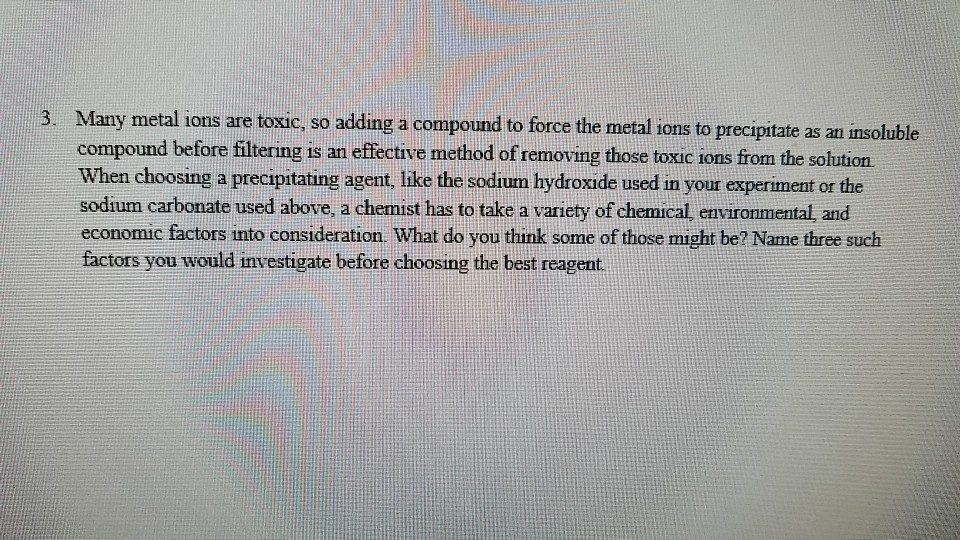 Solved Name: Post-lab Problems 1. Chromium ions are highly | Chegg.com