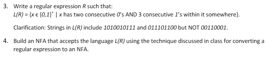 Solved I just need question 4 ﻿please. Build an NFA that | Chegg.com