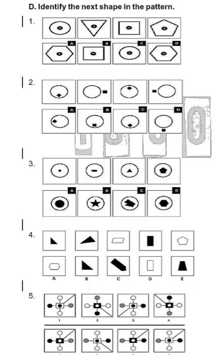 Solved D. Identify the next shape in the pattern. 1. 12. 3. | Chegg.com