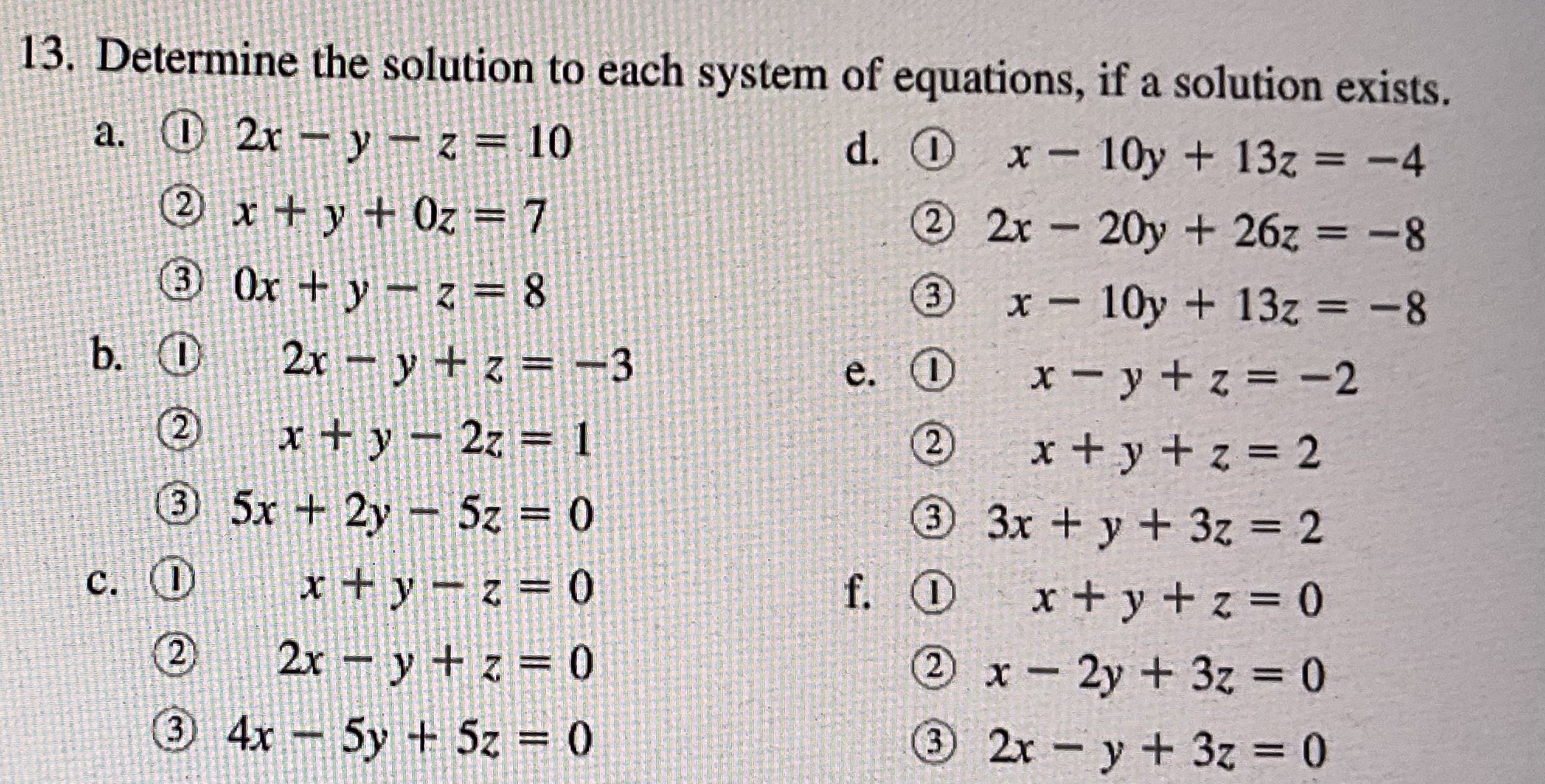 Solved Determine the solution to each system of equations, | Chegg.com