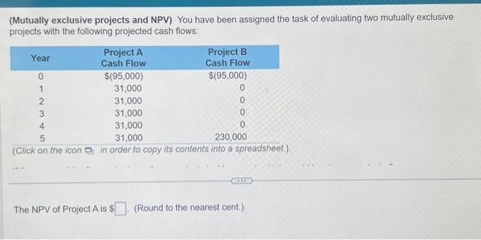 Solved (Mutually exclusive projects and NPV) You have been | Chegg.com