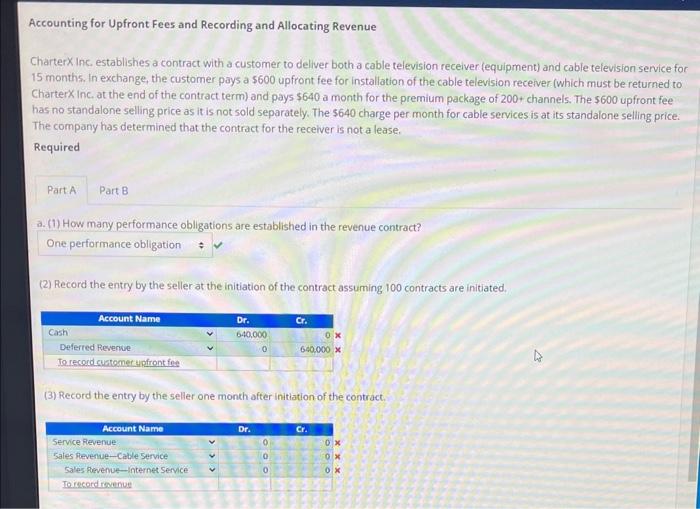 Accounting for Upfront Fees and Recording and | Chegg.com