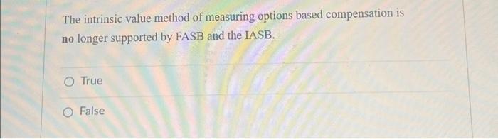 Solved The intrinsic value method of measuring options based | Chegg.com