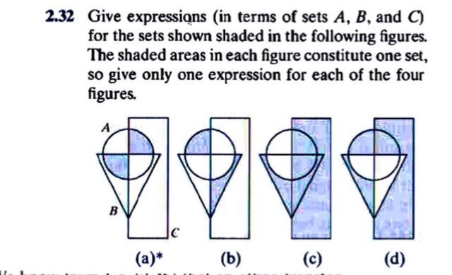 Solved 2.32 Give expressions in terms of sets A, B, and ) | Chegg.com