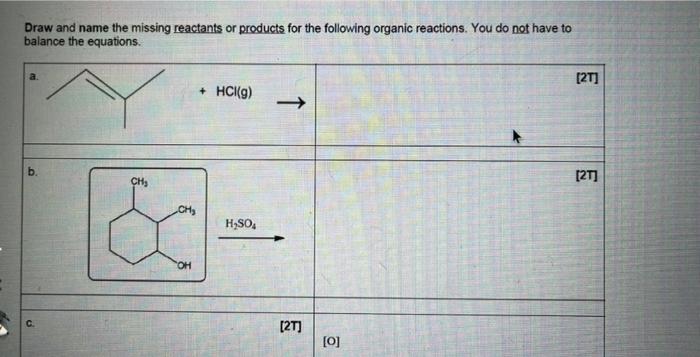 Solved Draw and name the missing reactants or products for | Chegg.com