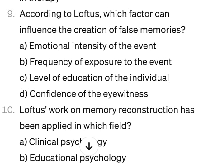 Solved According to Loftus, which factor can influence the | Chegg.com
