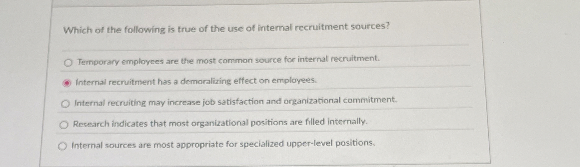 Solved Which of the following is true of the use of internal | Chegg.com