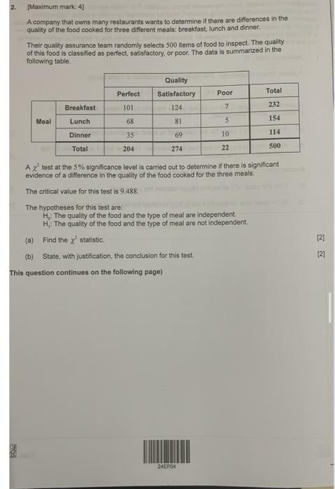 Solved 2. [Maximum mark 4] A company that owns many | Chegg.com