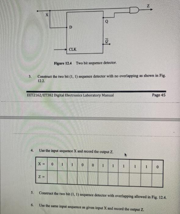 Solved x D CLK Figure 12.4 Two bit sequence detector. 3. | Chegg.com