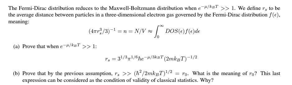 Solved The Fermi-Dirac distribution reduces to the | Chegg.com