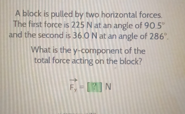 Solved A block is pulled by two horizontal forces. The first | Chegg.com