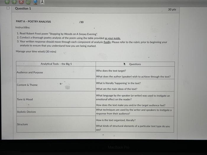 PART A - POETRY ANALYSIS 130 Instructions: 1. Read | Chegg.com
