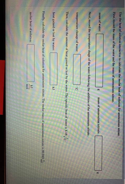 Use the heat of solution interactive to calculate the | Chegg.com
