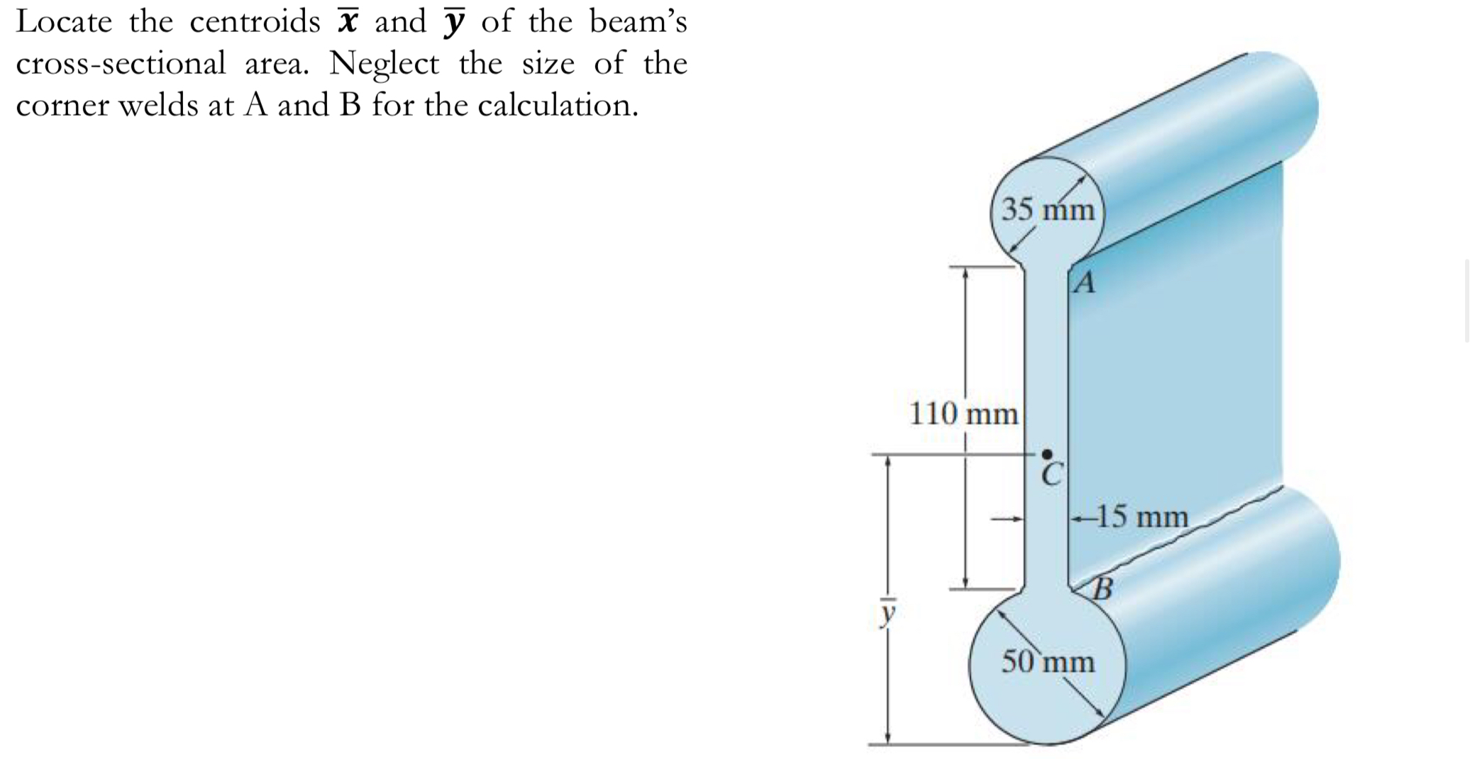Solved Locate the centroids x‾ ﻿and ?bar (y) ﻿of the beam's | Chegg.com