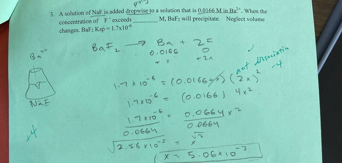 Solved A solution of NaF is added dropwise to a solution | Chegg.com