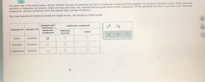 Solved For each row in the table below, decide whether the | Chegg.com