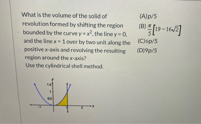 Solved What is the volume of the solid of revolution formed | Chegg.com