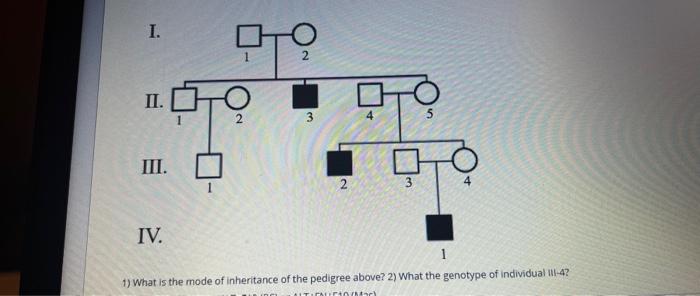 Solved 1) What is the mode of inheritance of the pedigree | Chegg.com