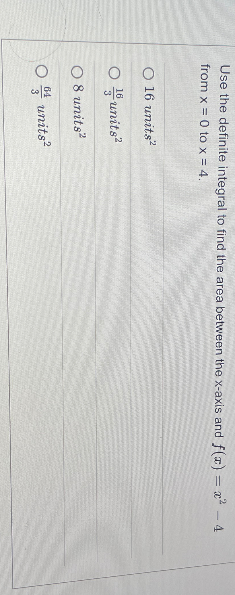 Solved Use the definite integral to find the area between | Chegg.com
