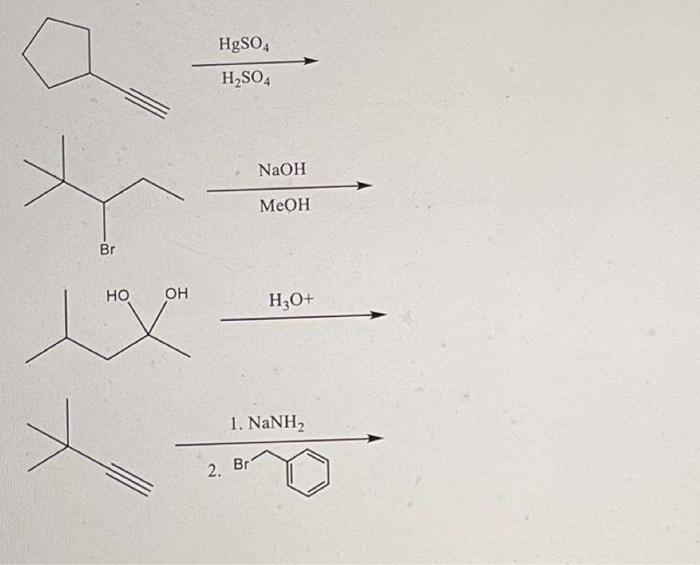 Solved HgSO4 H2SO4 NaOH MeOH Br HO OH H2O+ 1. NaNH2 2. Br | Chegg.com