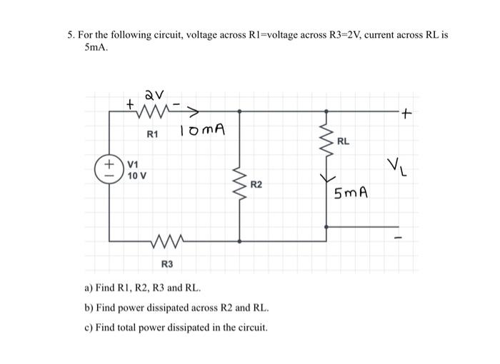 Solved 5. For the following circuit, voltage across R1= | Chegg.com
