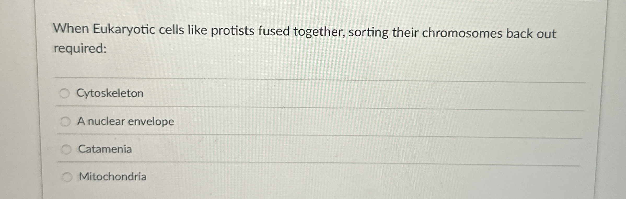 Solved When Eukaryotic cells like protists fused together, | Chegg.com