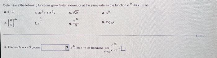 Solved Determine if the following functions grow faster, | Chegg.com