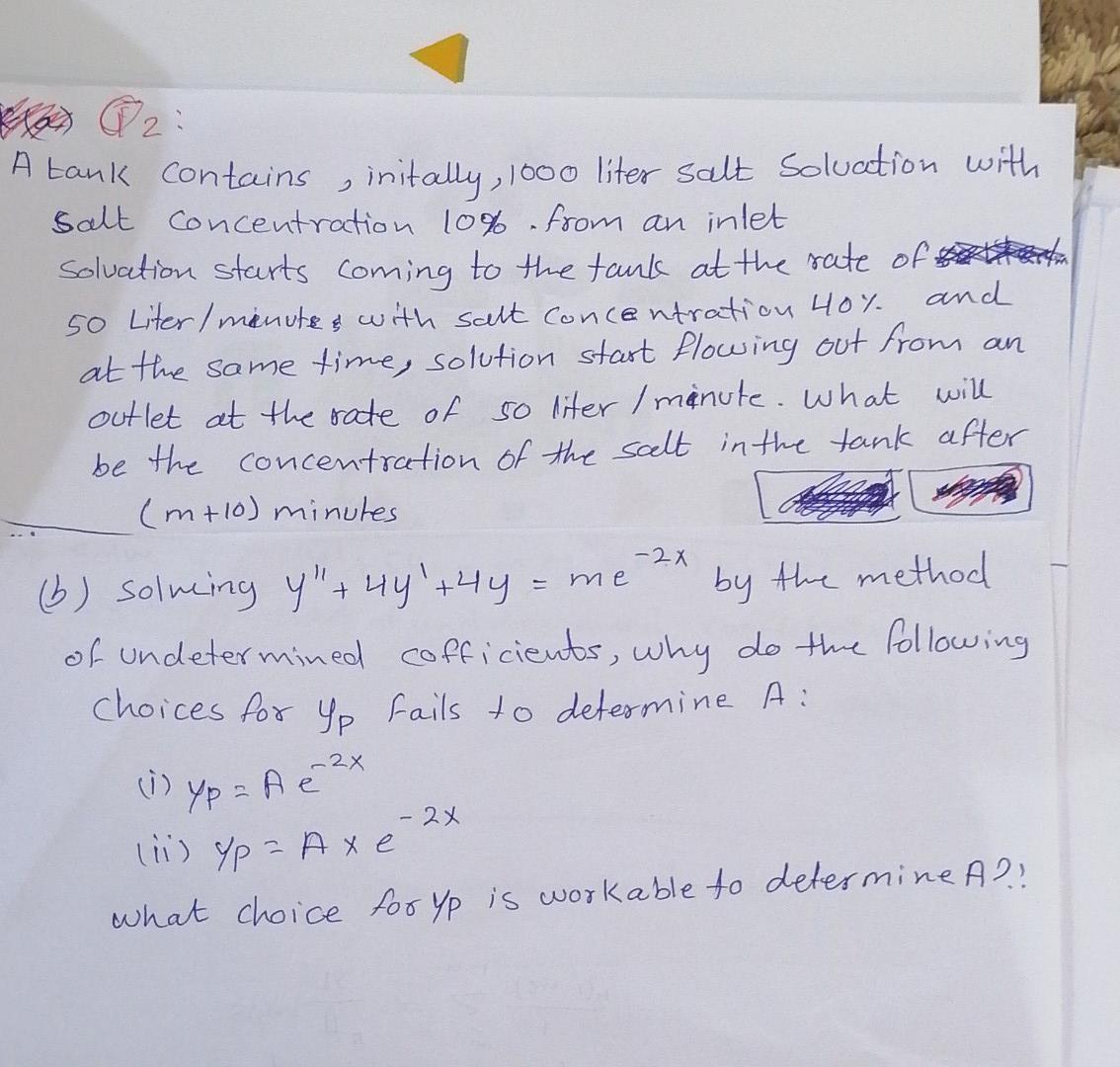 Solved A tank contains, initally, 1000 liter salt Solvation | Chegg.com