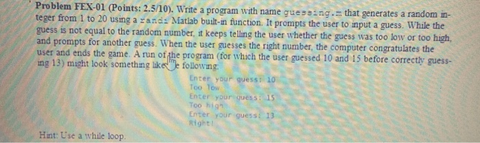 Solved Problem FEX-01 (Points: 2.5/10). Write a program with | Chegg.com