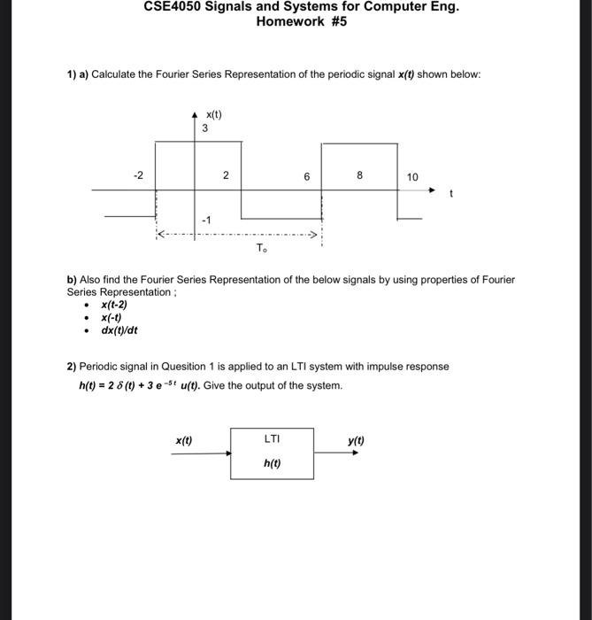 CSE4050 Signals and Systems for Computer Eng. | Chegg.com