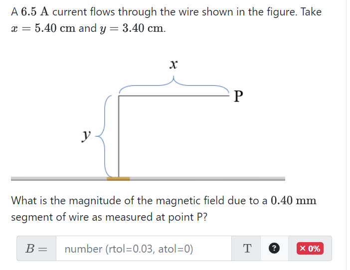 Solved A 6.5 ﻿A current flows through the wire shown in the | Chegg.com