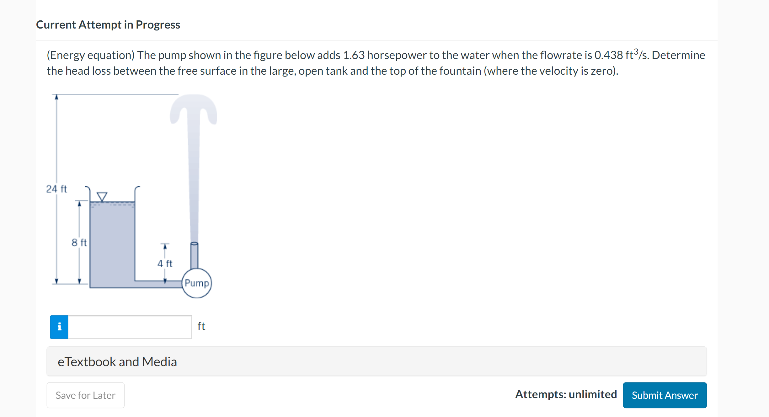 Solved Current Attempt in Progress(Energy equation) ﻿The | Chegg.com
