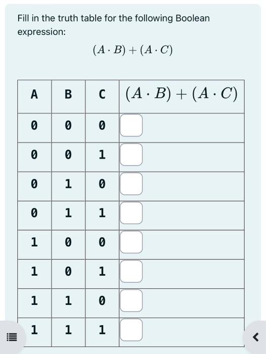 Fill in the truth table for the following Boolean | Chegg.com