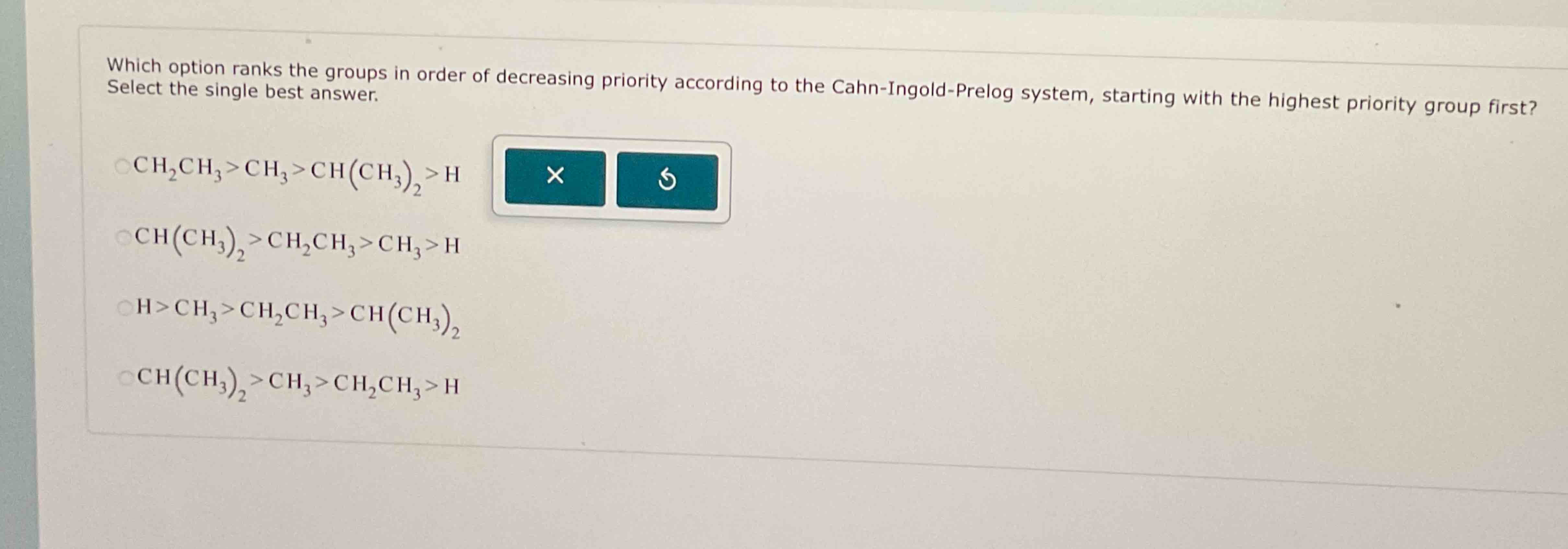 Solved Which option ranks the groups in ﻿order of | Chegg.com