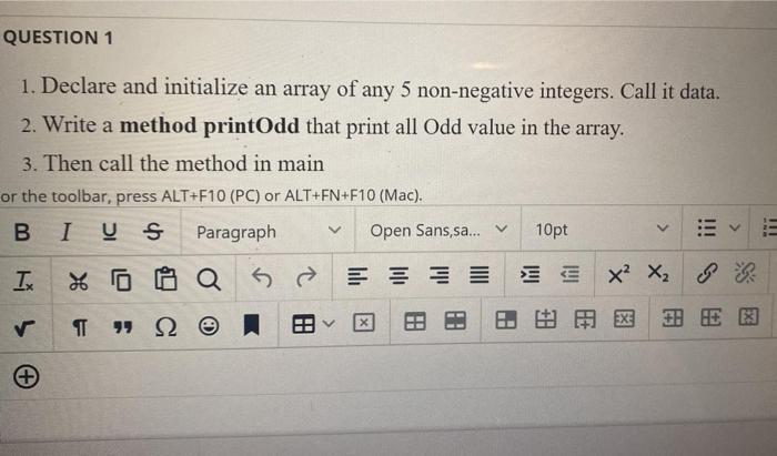 Solved 1. Declare and initialize an array of any 5 | Chegg.com