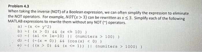 Solved Problem 4.3 When taking the inverse (NOT) of a | Chegg.com
