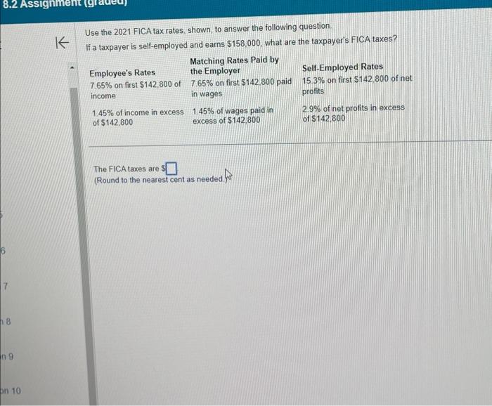 Solved Use the 2021 FICA tax rates, shown, to answer the | Chegg.com