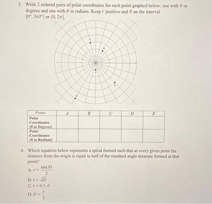 3. Write 2 ordered pairs of polar coordinates for | Chegg.com