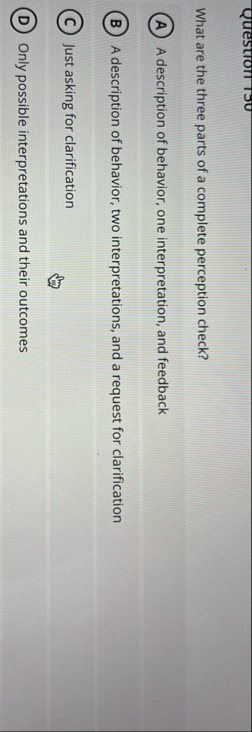 Solved What are the three parts of a complete perception | Chegg.com