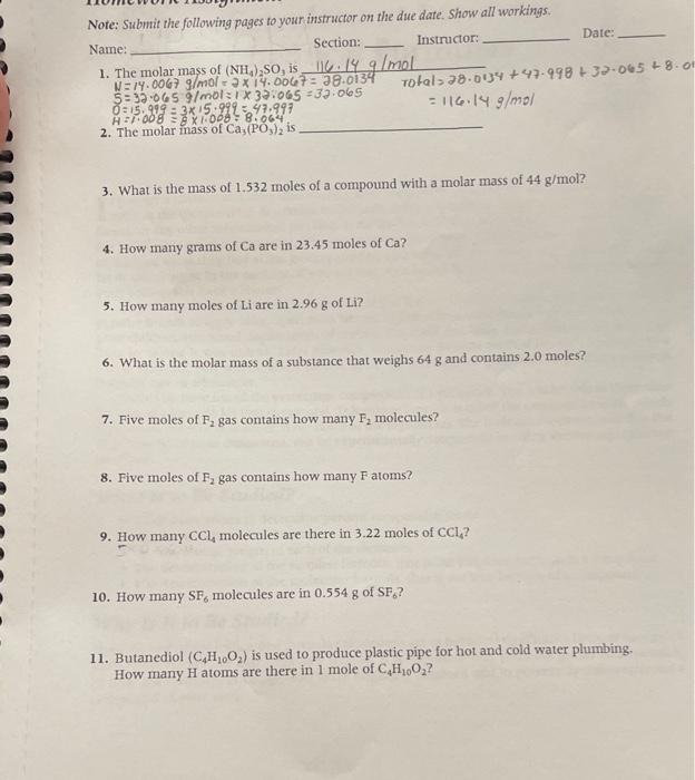 Solved Note: Submit the following pages to your instructor | Chegg.com