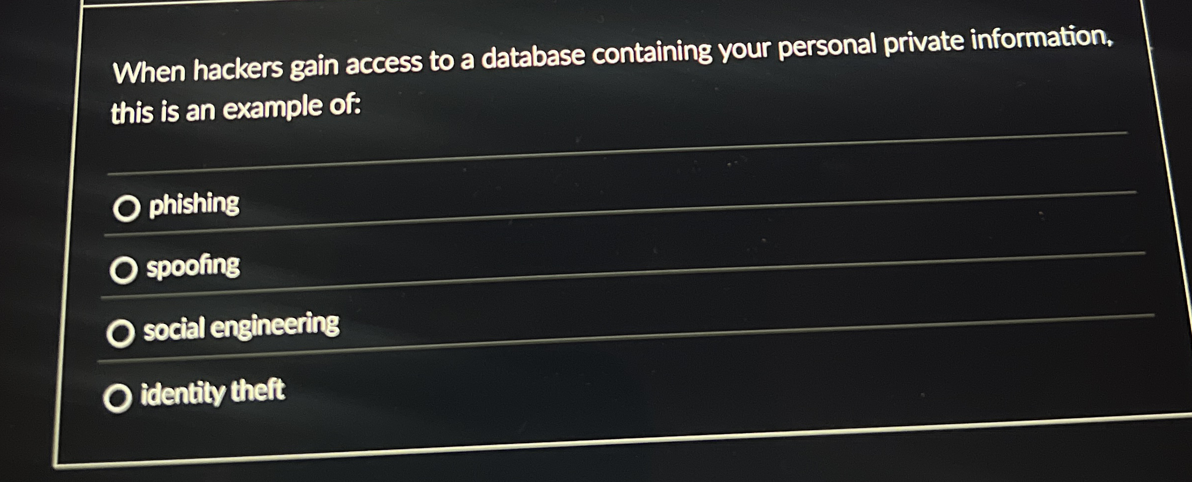 Solved When hackers gain access to a database containing | Chegg.com