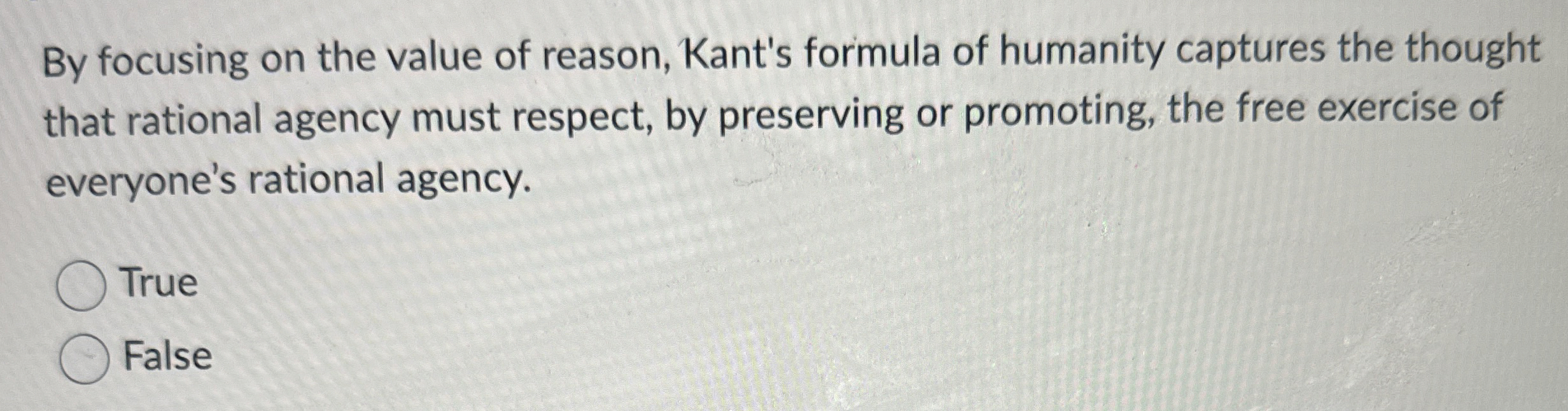 Solved By focusing on the value of reason, Kant's formula of | Chegg.com