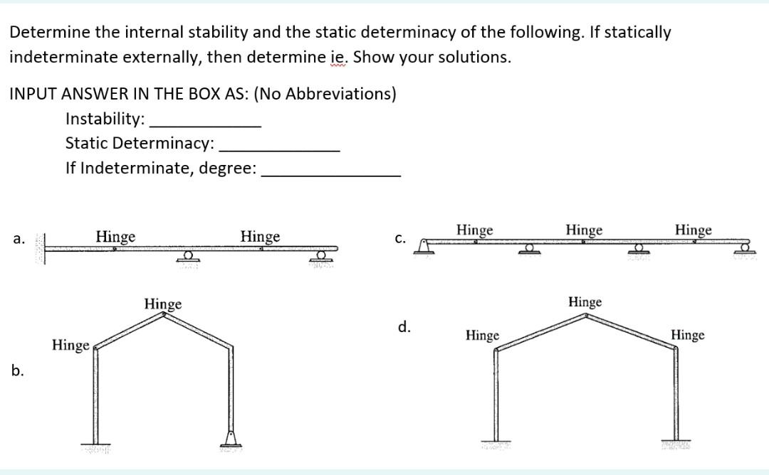 Solved Determine the internal stability and the static | Chegg.com