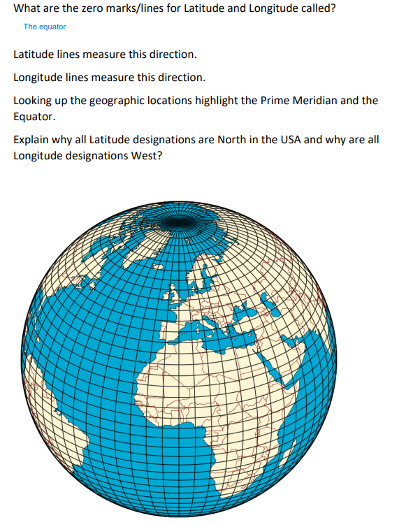 Solved What are the zero marks/lines for Latitude and | Chegg.com