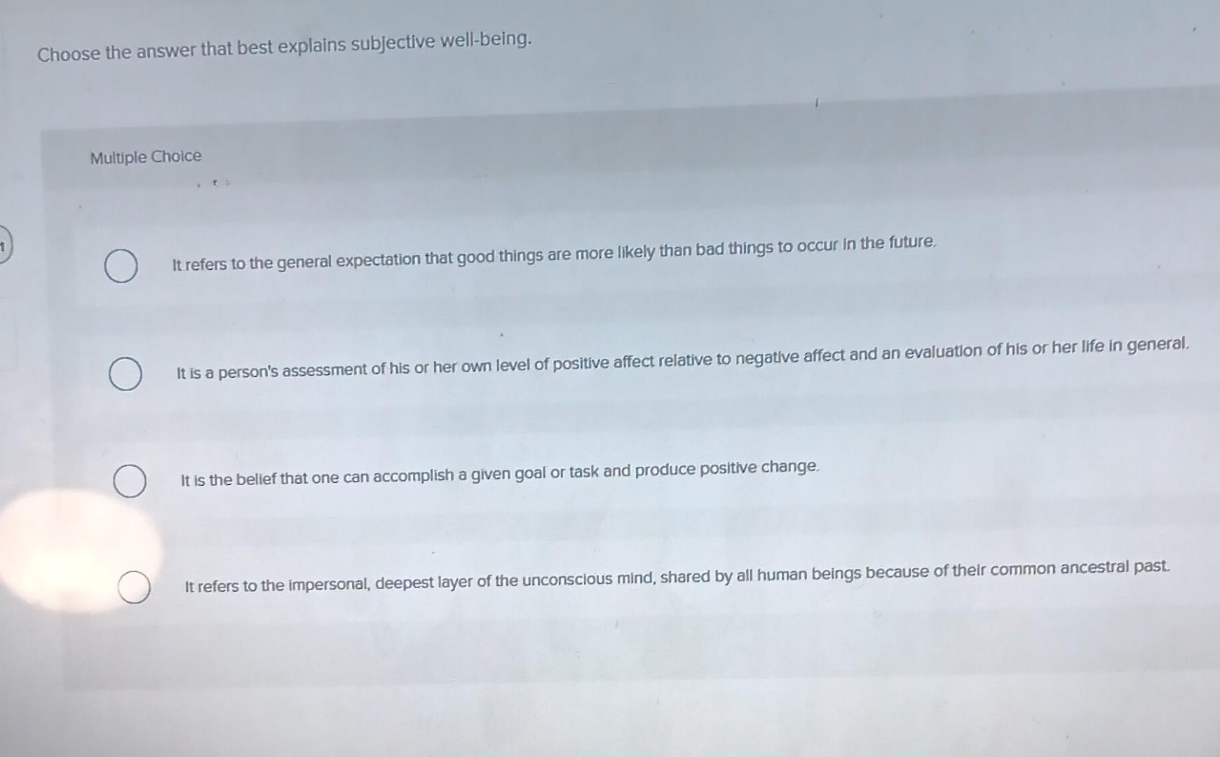Solved Choose the answer that best explains subjective | Chegg.com