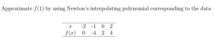 Solved Approximate f(1) by using Newton's interpolating | Chegg.com