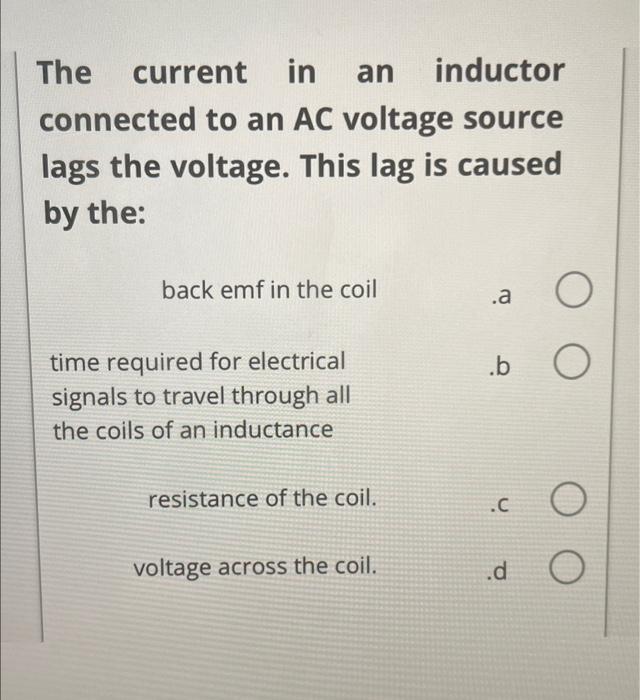 Solved The current in an inductor connected to an AC voltage | Chegg.com