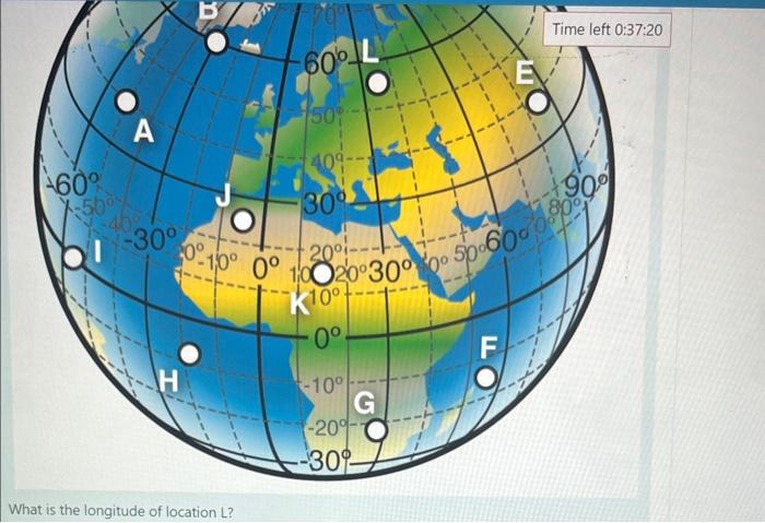 Solved The global map of the Earth below shows the Earth's | Chegg.com