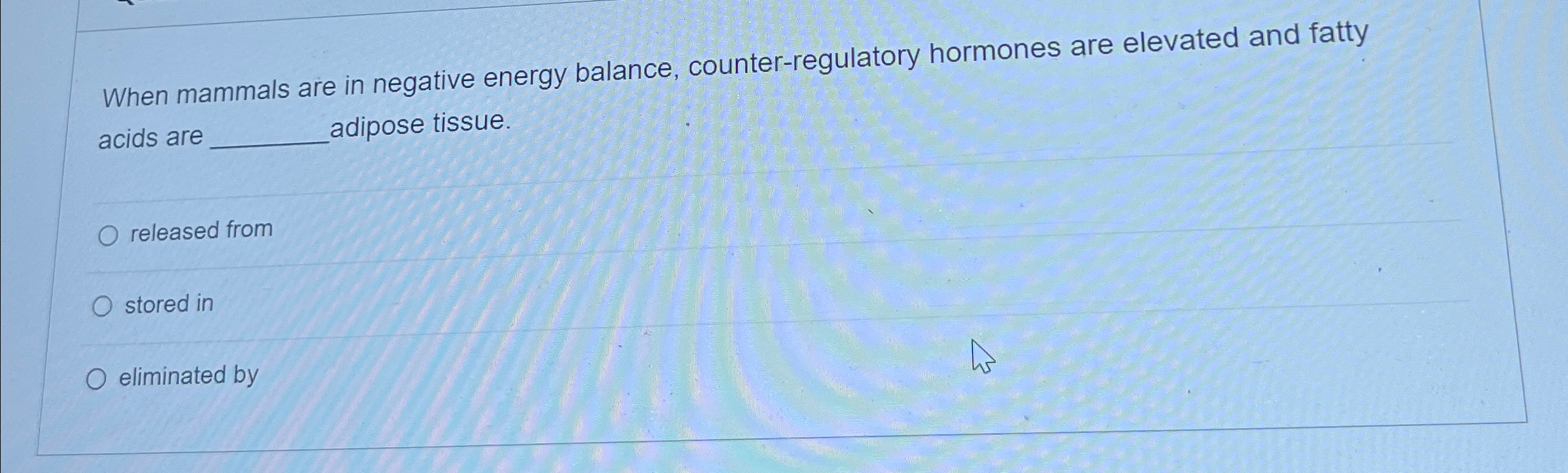 Solved When mammals are in negative energy balance, | Chegg.com